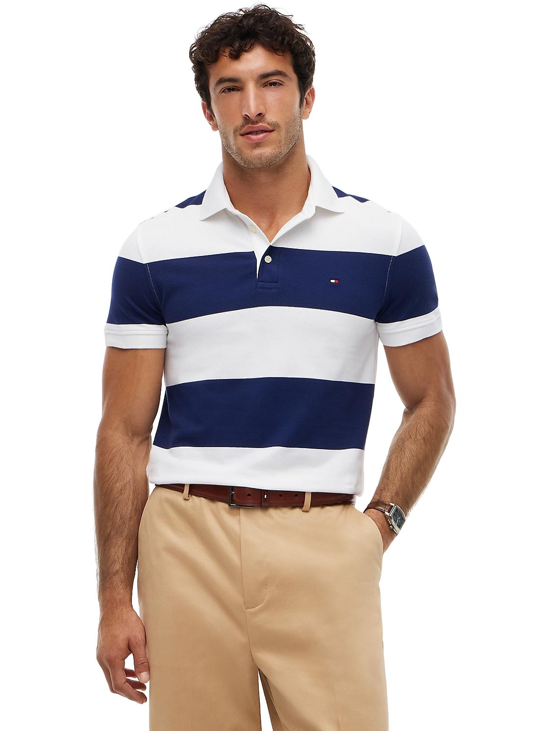 TOMMY HILFIGER men's slim fit rugby stripe polo -